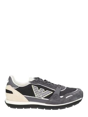 Emporio Armani Low-top Sneakers With Multicolor Detailing - Blue