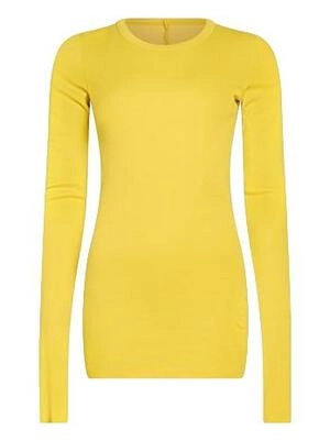 Rick Owens Cotton Jersey Long Sleeve T-Shirt Yellow