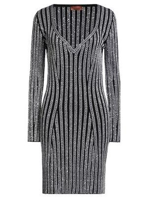 Missoni Long Sleeve V-neck Sequined Mini Dress - Black
