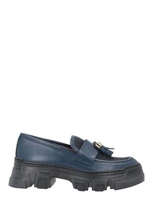 POLLINI Calfskin And Textile Loafers With Tassels - Blue