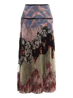 VALENTINO Valentino Printed Pleated Midi Skirt