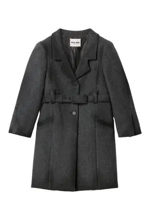 Miu Miu Single-breasted Wool Coat - Grey