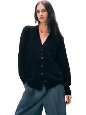 WHITE & WARREN WHITE & WARREN Cashmere Pocket Cardigan Black