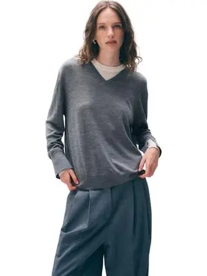 WHITE & WARREN Superfine Merino Sweater - Ivory
