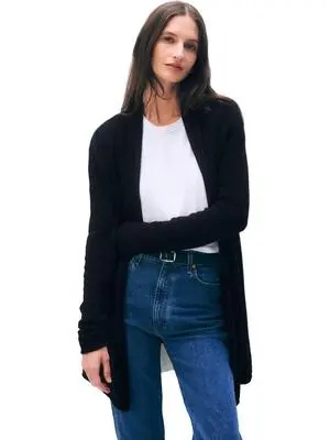 WHITE & WARREN Cashmere Trapeze Cardigan - Black