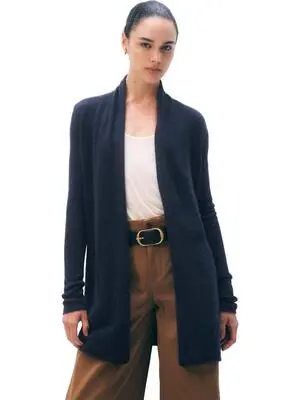 WHITE & WARREN Cashmere Trapeze Cardigan - Deep Navy Blue