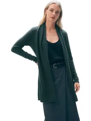 WHITE & WARREN White & Warren Cashmere Trapeze Cardigan Juniper Green