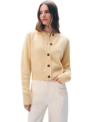 WHITE & WARREN White + Warren Cashmere Cardigan Cornsilk