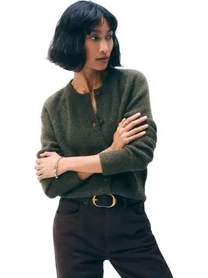 WHITE & WARREN White + Warren Cashmere Cardigan Thyme Heather