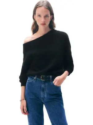 WHITE & WARREN WHITE & WARREN Brushed Cashmere Top Black