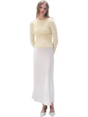 WHITE & WARREN Cashmere Fitted Crewneck Top - Lemonade