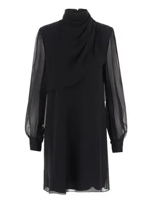 Valentino Garavani VALENTINO Draped Silk Mini Dress Black