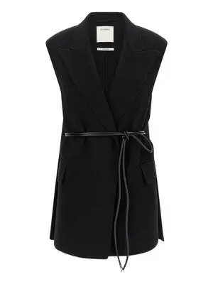 Sportmax Sleeveless Double-breasted Belted Blazer - Black