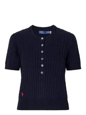Polo Ralph Lauren Cable Knit Henley Sweater - Blue