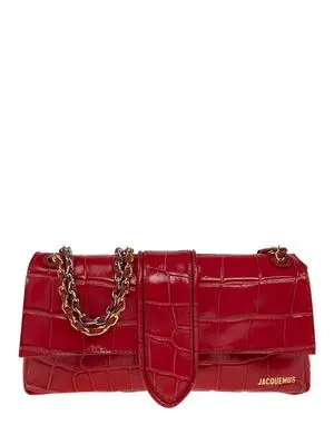 Jacquemus Croc-embossed Chain Shoulder Bag - Red