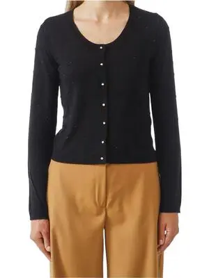 Max Mara Button-up Crewneck Cardigan - Black