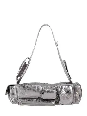 Balenciaga Metallic Leather Baguette Bag - Gray
