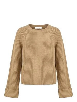 Liviana Conti Virgin Wool Ribbed Sweater - Camel