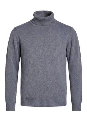 ROBERTO COLLINA Merino Wool Cashmere Blend Turtleneck Sweater - Blue