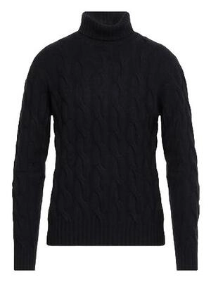 MOORER Turtleneck Midnight Cashmere Cable-knit Sweater - Blue