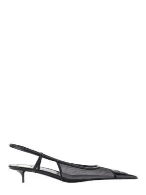 Saint Laurent Mesh-panelled Pointed-toe Slingback Pumps - Black