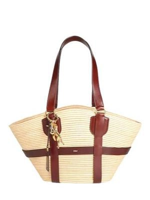 Chloé Two-tone Raffia Shopper Bag - Nude