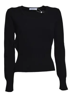 Max Mara Ribbed-knit Scoop-neck Sweater - Black