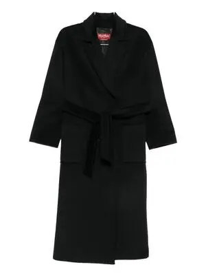 Max Mara Long Sleeved Belted Coat - Black