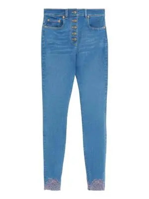 Valentino Garavani VALENTINO Belt-Loop Jeans With Lace Cuffs Blue