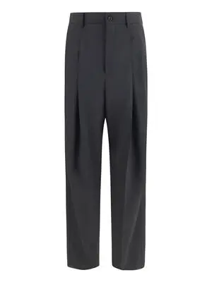 Dolce & Gabbana Pleated Wide-leg Wool Blend Trousers - Black