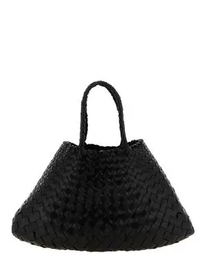 Dragon Diffusion Dragon Diffusion Santa Croce Small Hand-Woven Calf Leather Handbag Black
