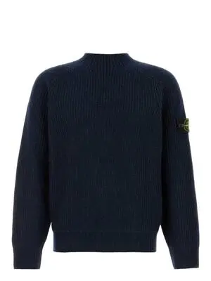 Stone Island Long Sleeve Sweater With Ribbed Details - Blue