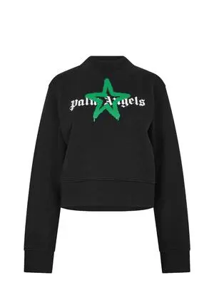 Palm Angels Mockneck Cropped Sweatshirt - Black