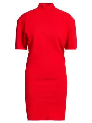 Jacquemus Bodycon Knit Dress With High Neck And Shoulder Pads - Red