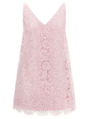 SELF-PORTRAIT Floral Lace Sequined Mini Dress - Pink