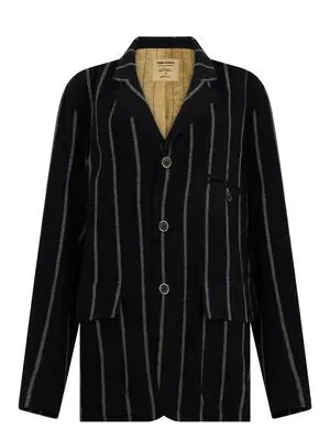 UMA WANG Striped Single-breasted Blazer - Black