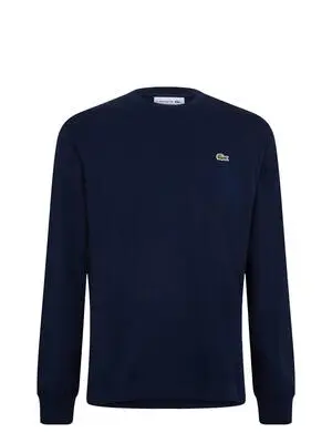 Lacoste Crewneck Long Sleeve Top With Embroidered Emblem - Black