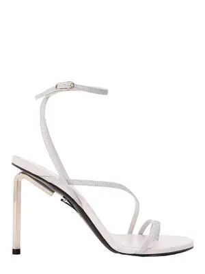 Off-White Toeloop Stiletto Heel Sandals - Silver