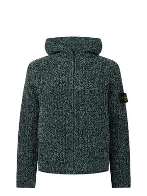 Stone Island Zip-up Hooded Sweater - Black