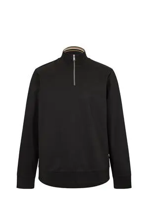 Hugo Boss Half-Zip Stand Collar Top With Contrast Detail Black