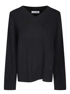 SAMSOE SAMSOE V-neck Knit Top - Black