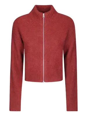 SAMSOE SAMSOE Cropped Zip-up Knit - Wine Red