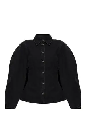 ROTATE BY BIRGER CHRISTENSEN Fitted Denim Shirt - Black