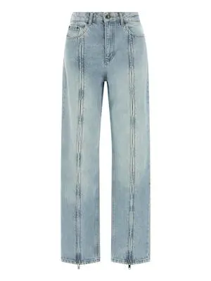 ROTATE BY BIRGER CHRISTENSEN Straight Leg Zip Detail Jeans - Blue