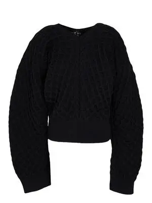 Jacquemus Textured V-neck Long Sleeve Sweater - Black