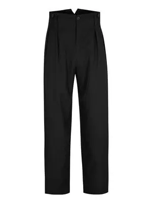 Yohji Yamamoto Straight Leg Trousers With Two-tuck Front - Black