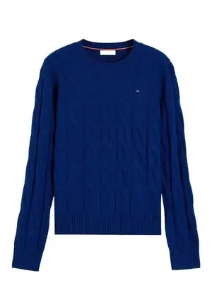 Tommy Hilfiger Wool Cable Knit Sweater - Blue
