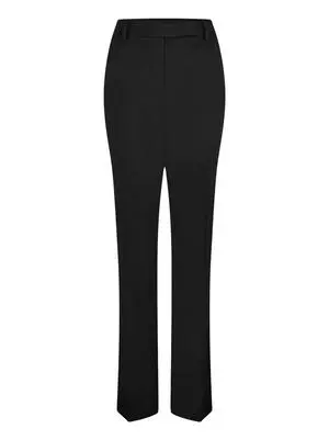TOM FORD Wool Silk Straight Leg Trousers - Black
