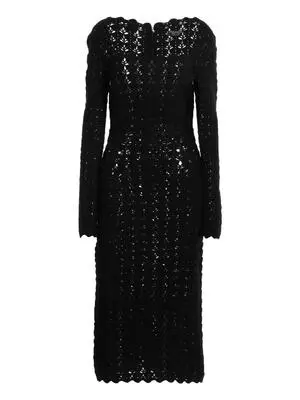 Dolce & Gabbana Slim Fit Knit Dress With Square Neck - Black
