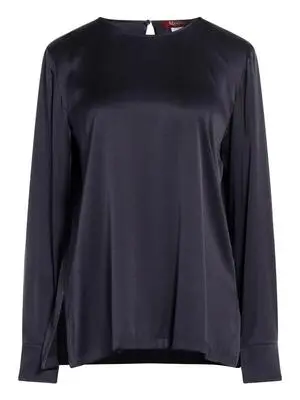 Max Mara MAX MARA Long Sleeve Satin Top Blue